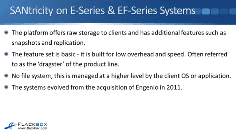 NetApp SANtricity Platforms Overwiew: E and EF Series - FlackBox