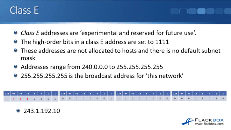 IP Address Classes - FlackBox