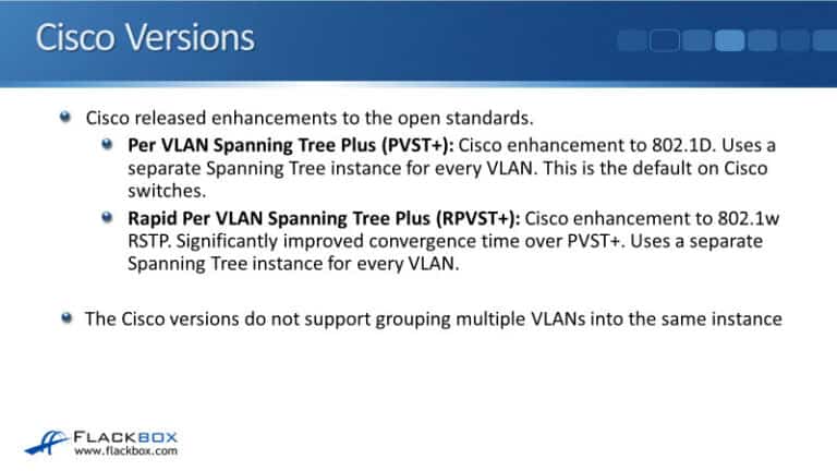 Cisco STP Spanning Tree Versions - FlackBox