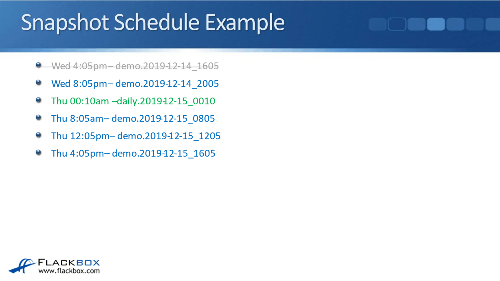 NetApp Snapshot Schedules - FlackBox