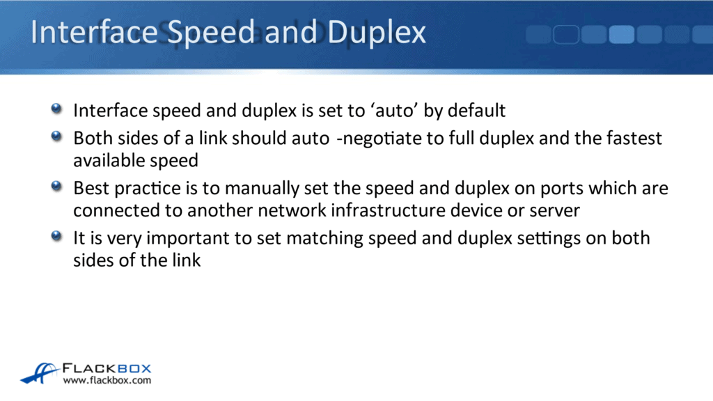 Cisco Speed and Duplex Settings - FlackBox