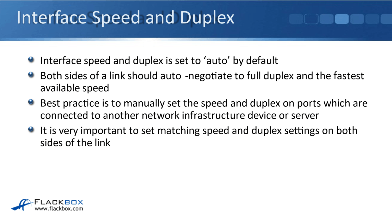 Cisco Speed and Duplex Settings - FlackBox